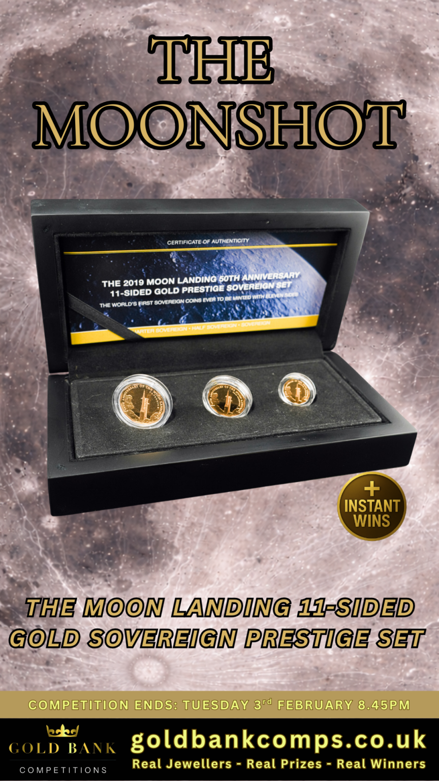 THE MOON SHOT THE MOON LANDING 11-SIDED GOLD SOVEREIGN PRESTIGE SET ...